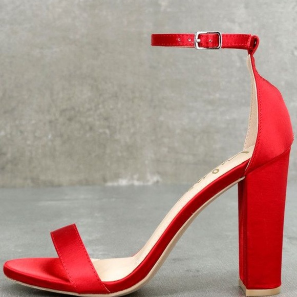 Lulus | Shoes | Nwt Lulus Taylor Satin Red Block Heels | Poshmark